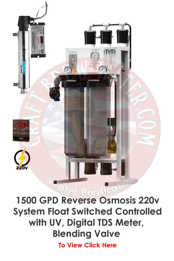 Craft Brew 1500 gpd 220v Float Switch Reverse Osmosis System - Craft ...